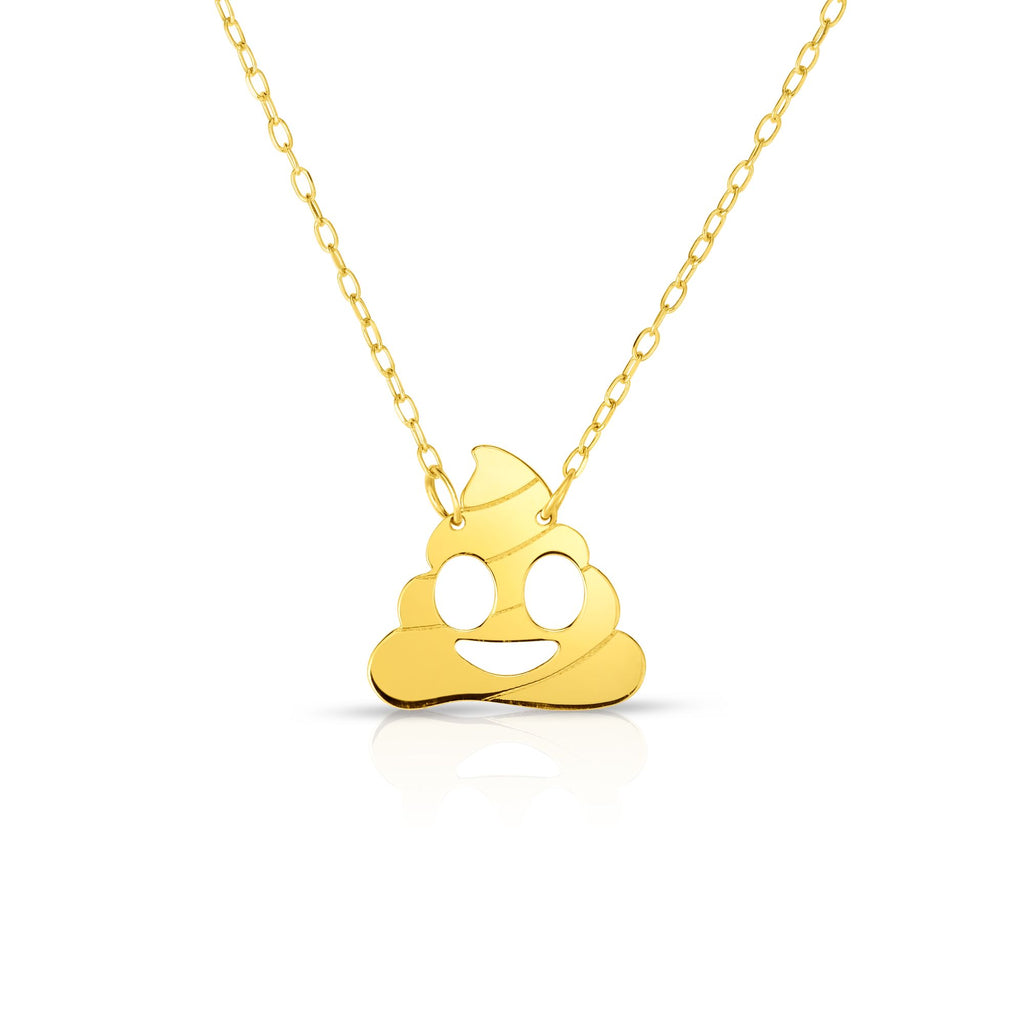 14k Gold Fancy Poop Emoji Pendant Necklace | Everyday Jewelry
