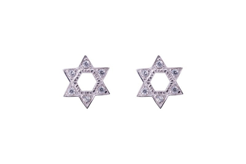 Star of David CZ Stud Earrings in 14k White Gold | Everyday Jewelry